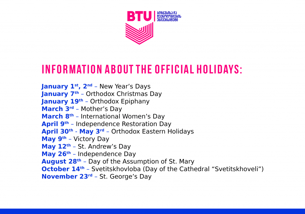 Academic Calendar - BTU